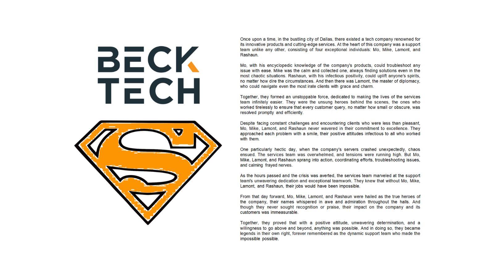 Beck Technology Announces Support Appreciation Week